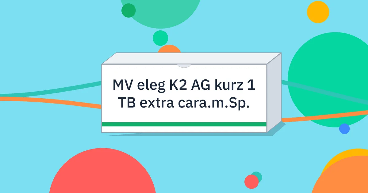 Symbolbild: Packung mit der Aufschrift MV eleg K2 AG kurz 1 TB extra cara.m.Sp. (PZN 09878661) – Verfügbarkeit und Bezug in Apotheken in Frankfurt am Main