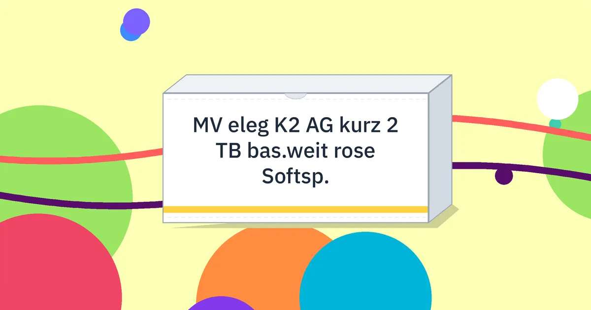 Symbolbild: Packung mit der Aufschrift MV eleg K2 AG kurz 2 TB bas.weit rose Softsp. (PZN 14698292) – Verfügbarkeit und Bezug in Apotheken in Frankfurt am Main