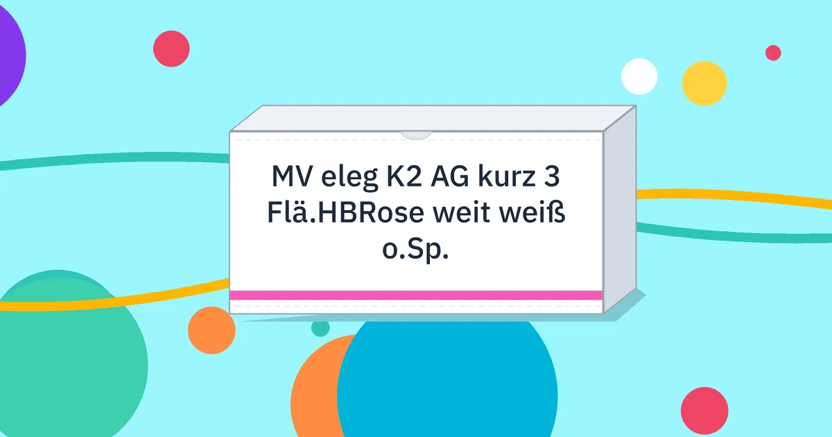 Symbolbild: Packung mit der Aufschrift MV eleg K2 AG kurz 3 Flä.HBRose weit weiß o.Sp. (PZN 15707194) – Verfügbarkeit und Bezug in Apotheken in Frankfurt am Main