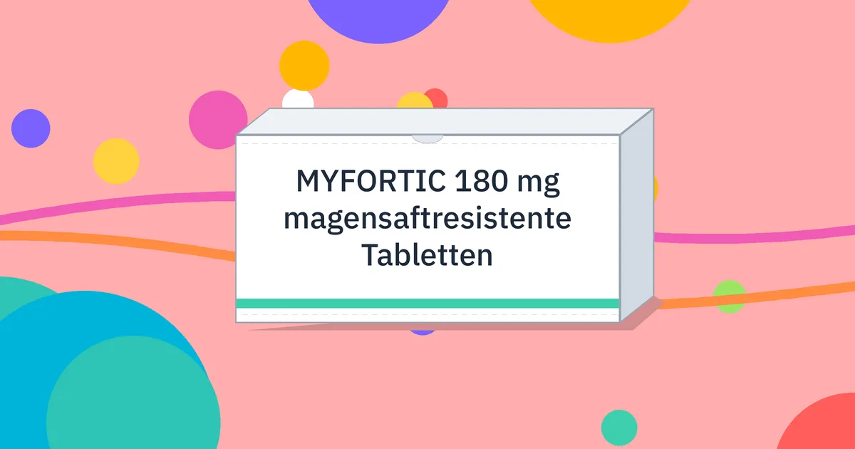 Symbolbild: Packung mit der Aufschrift MYFORTIC 180 mg magensaftresistente Tabletten (PZN 01755338) – Verfügbarkeit und Bezug in Apotheken in Frankfurt am Main