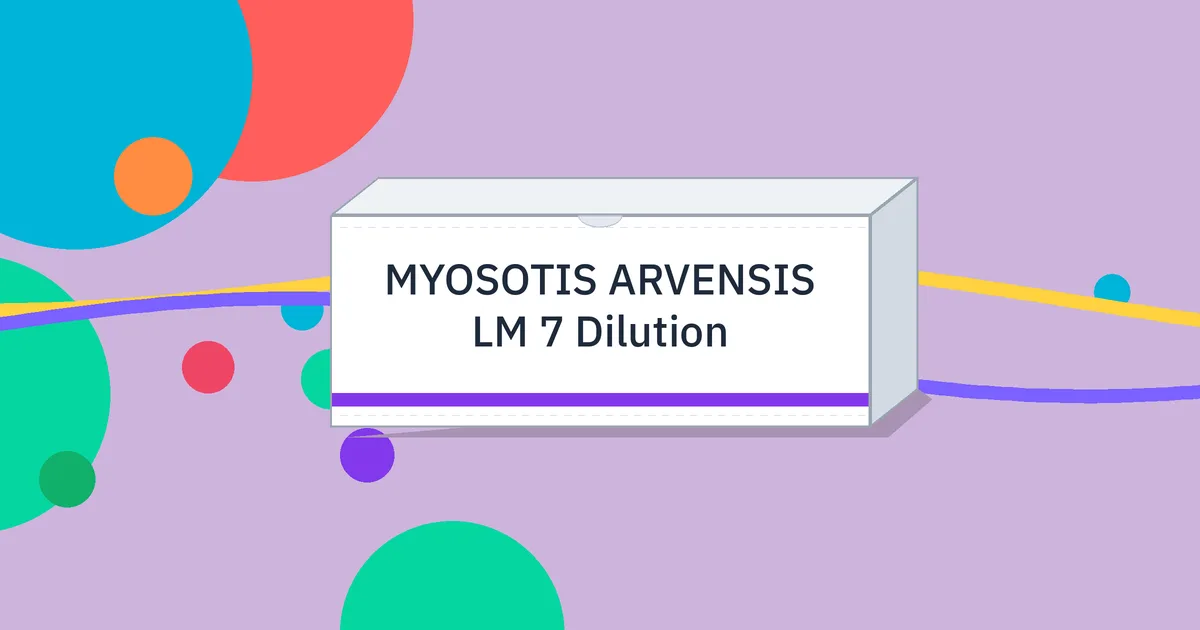 Symbolbild: Packung mit der Aufschrift MYOSOTIS ARVENSIS LM 7 Dilution (PZN 13612064) – Verfügbarkeit und Bezug in Apotheken in Frankfurt am Main