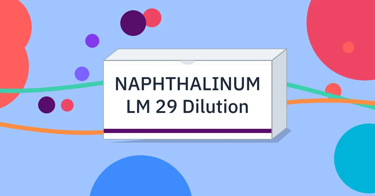 Symbolbild: Packung mit der Aufschrift NAPHTHALINUM LM 29 Dilution (PZN 12958659) – Verfügbarkeit und Bezug in Apotheken in Frankfurt am Main