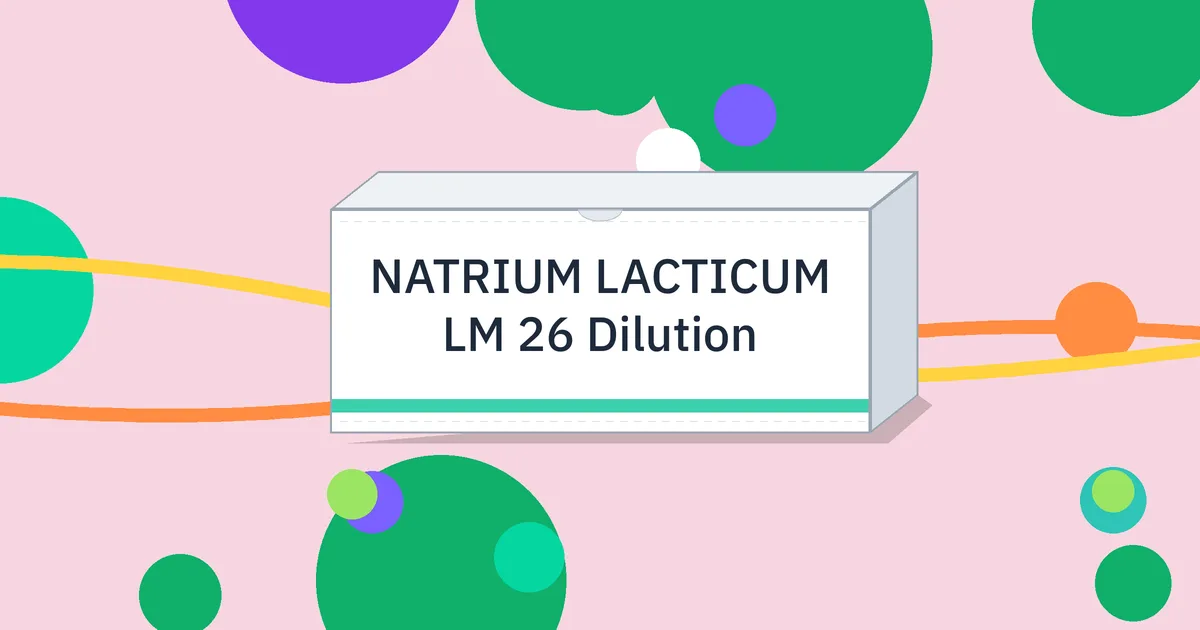 Symbolbild: Packung mit der Aufschrift NATRIUM LACTICUM LM 26 Dilution (PZN 12964973) – Verfügbarkeit und Bezug in Apotheken in Frankfurt am Main
