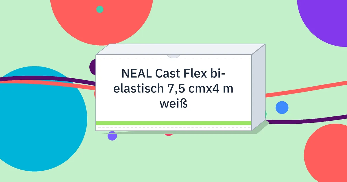 Symbolbild: Packung mit der Aufschrift NEAL Cast Flex bi-elastisch 7,5 cmx4 m weiß (PZN 19530723) – Verfügbarkeit und Bezug in Apotheken in Frankfurt am Main