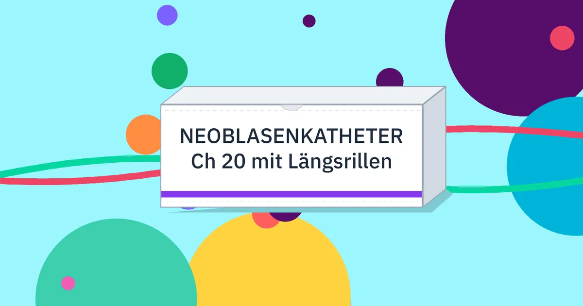 Symbolbild: Packung mit der Aufschrift NEOBLASENKATHETER Ch 20 mit Längsrillen (PZN 10412353) – Verfügbarkeit und Bezug in Apotheken in Frankfurt am Main