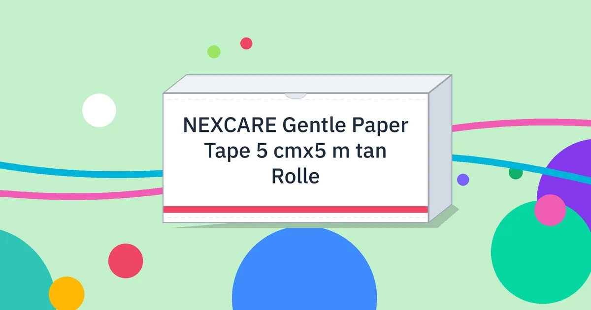 Symbolbild: Packung mit der Aufschrift NEXCARE Gentle Paper Tape 5 cmx5 m tan Rolle (PZN 20089255) – Verfügbarkeit und Bezug in Apotheken in Frankfurt am Main