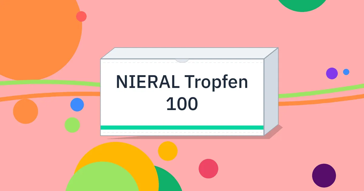Symbolbild: Packung mit der Aufschrift NIERAL Tropfen 100 (PZN 06334133) – Verfügbarkeit und Bezug in Apotheken in Frankfurt am Main