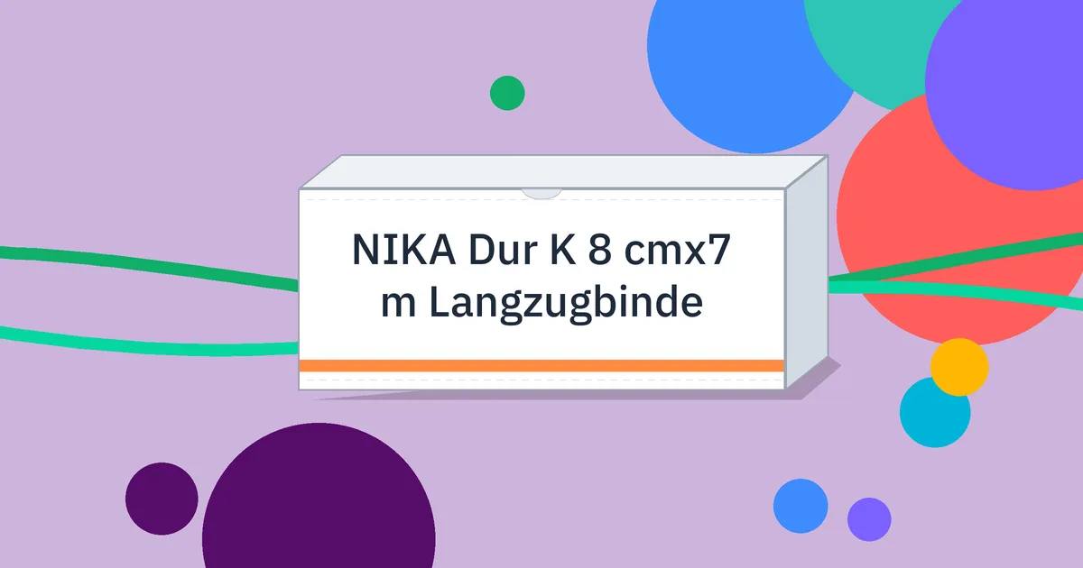Symbolbild: Packung mit der Aufschrift NIKA Dur K 8 cmx7 m Langzugbinde (PZN 18171529) – Verfügbarkeit und Bezug in Apotheken in Frankfurt am Main