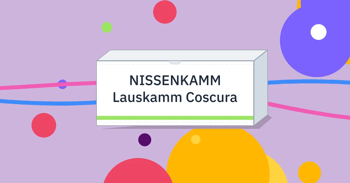 Symbolbild: Packung mit der Aufschrift NISSENKAMM Lauskamm Coscura (PZN 02511986) – Verfügbarkeit und Bezug in Apotheken in Frankfurt am Main