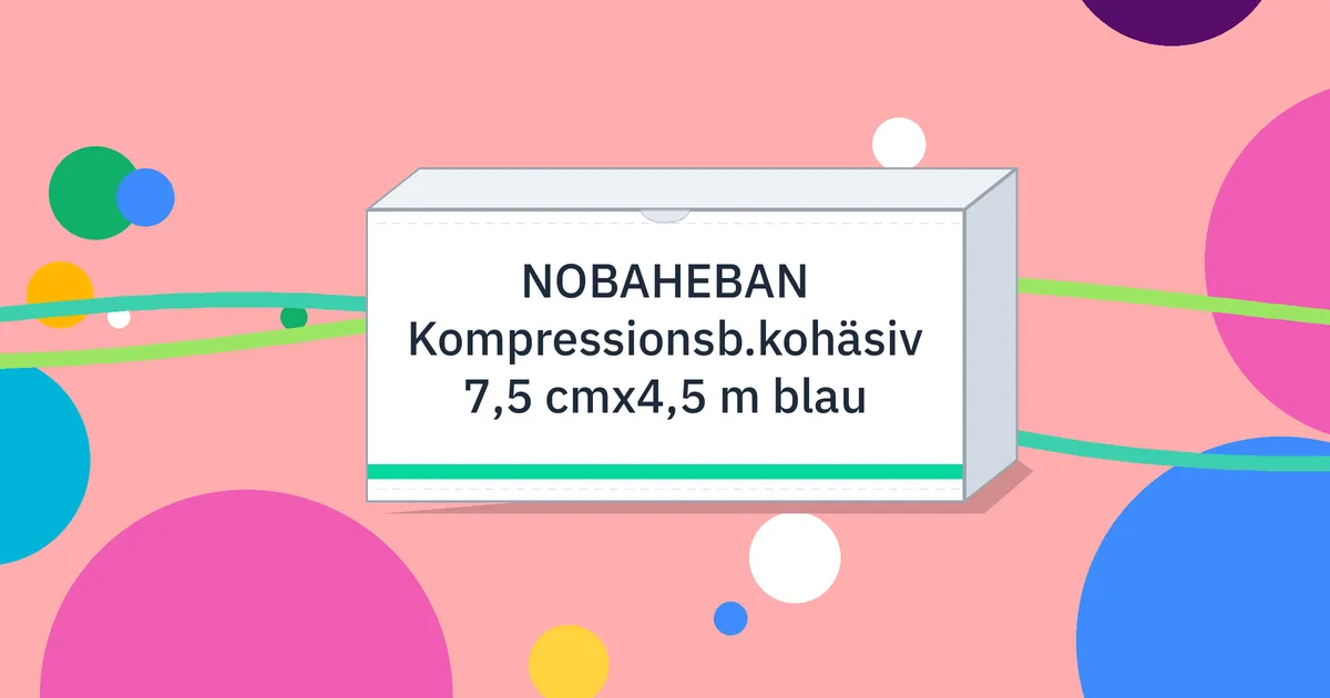 Symbolbild: Packung mit der Aufschrift NOBAHEBAN Kompressionsb.kohäsiv 7,5 cmx4,5 m blau (PZN 16028880) – Verfügbarkeit und Bezug in Apotheken in Frankfurt am Main