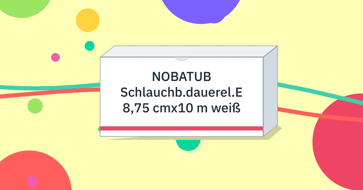 Symbolbild: Packung mit der Aufschrift NOBATUB Schlauchb.dauerel.E 8,75 cmx10 m weiß (PZN 07094151) – Verfügbarkeit und Bezug in Apotheken in Frankfurt am Main