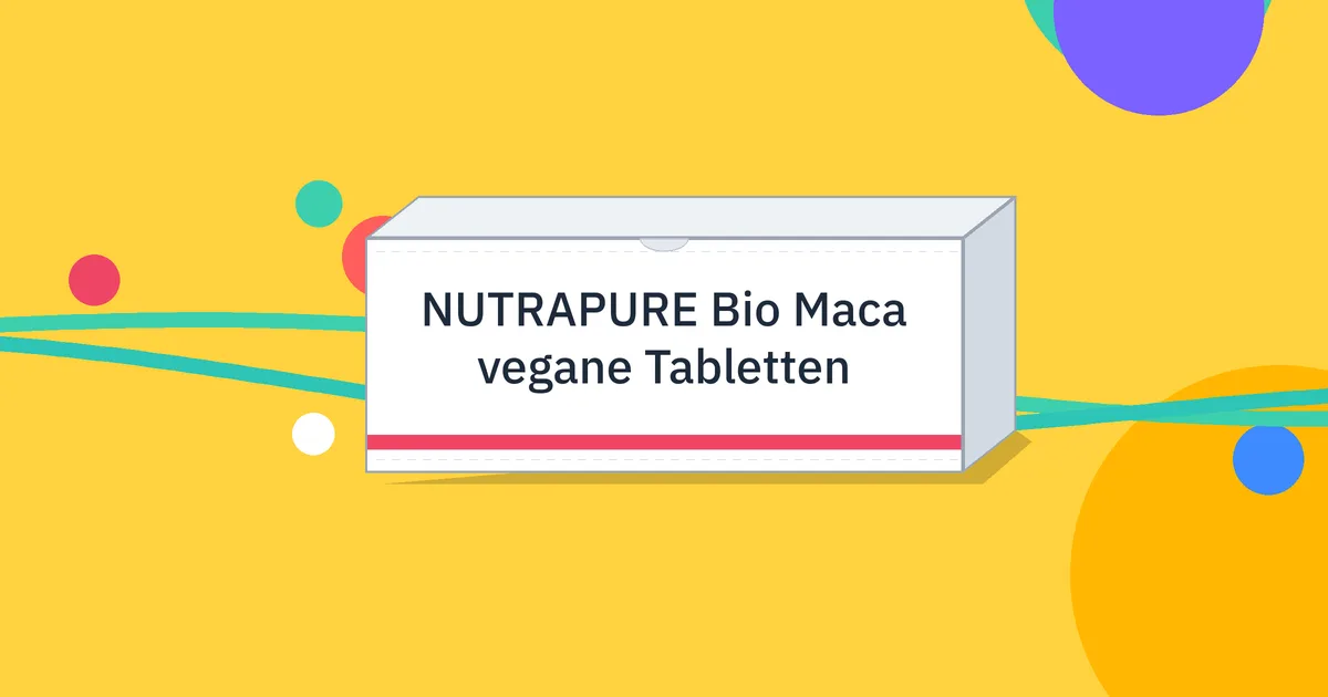 Symbolbild: Packung mit der Aufschrift NUTRAPURE Bio Maca vegane Tabletten (PZN 20118554) – Verfügbarkeit und Bezug in Apotheken in Frankfurt am Main