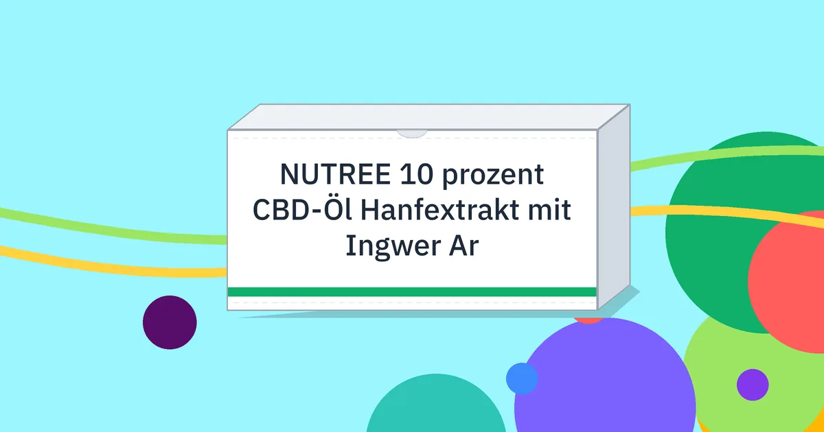Symbolbild: Packung mit der Aufschrift NUTREE 10 prozent CBD-Öl Hanfextrakt mit Ingwer Ar (PZN 17569394) – Verfügbarkeit und Bezug in Apotheken in Frankfurt am Main