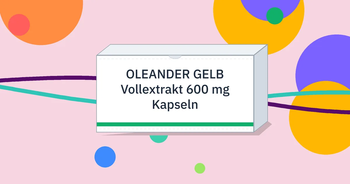 Symbolbild: Packung mit der Aufschrift OLEANDER GELB Vollextrakt 600 mg Kapseln (PZN 12741954) – Verfügbarkeit und Bezug in Apotheken in Frankfurt am Main