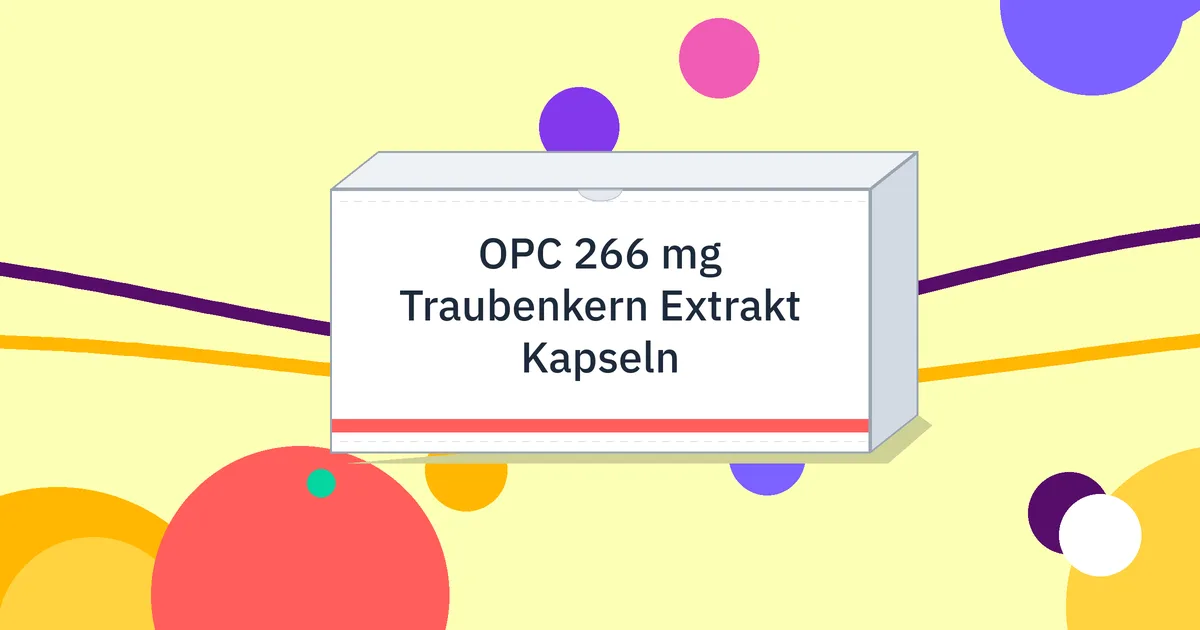 Symbolbild: Packung mit der Aufschrift OPC 266 mg Traubenkern Extrakt Kapseln (PZN 15737841) – Verfügbarkeit und Bezug in Apotheken in Frankfurt am Main