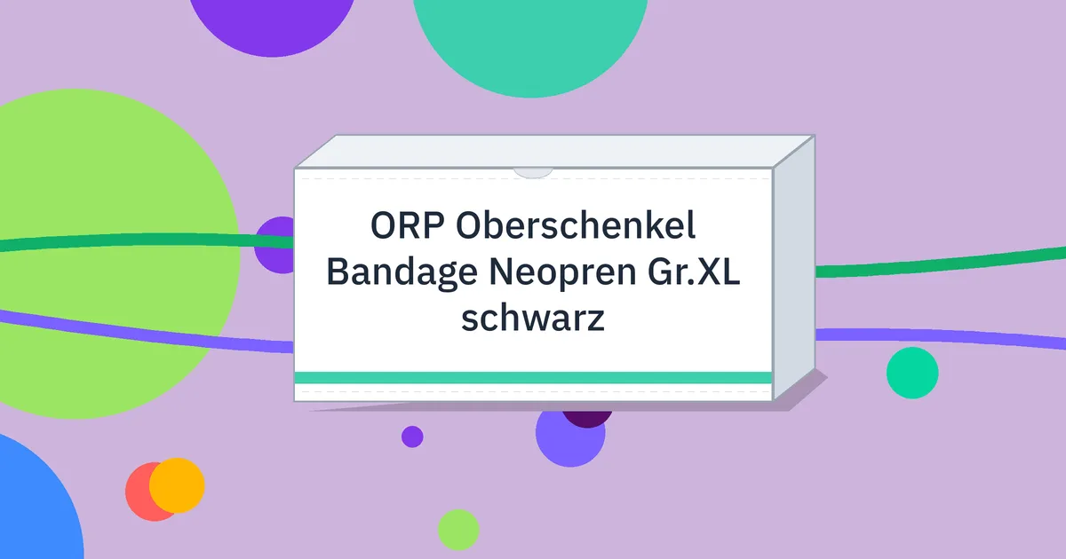 Symbolbild: Packung mit der Aufschrift ORP Oberschenkel Bandage Neopren Gr.XL schwarz (PZN 04902857) – Verfügbarkeit und Bezug in Apotheken in Frankfurt am Main
