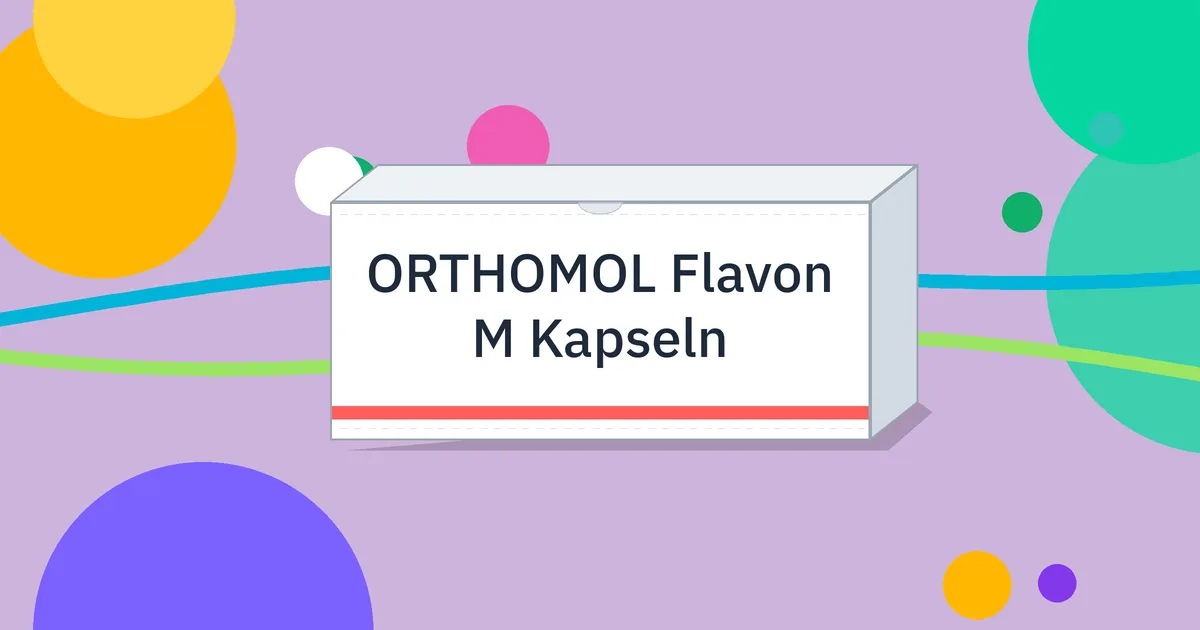 Symbolbild: Packung mit der Aufschrift ORTHOMOL Flavon M Kapseln (PZN 00890293) – Verfügbarkeit und Bezug in Apotheken in Frankfurt am Main