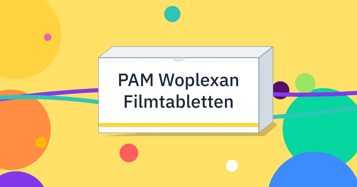 Symbolbild: Packung mit der Aufschrift PAM Woplexan Filmtabletten (PZN 20596087) – Verfügbarkeit und Bezug in Apotheken in Frankfurt am Main