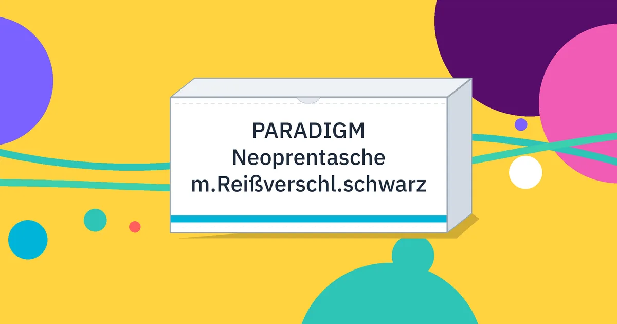 Symbolbild: Packung mit der Aufschrift PARADIGM Neoprentasche m.Reißverschl.schwarz (PZN 01350179) – Verfügbarkeit und Bezug in Apotheken in Frankfurt am Main