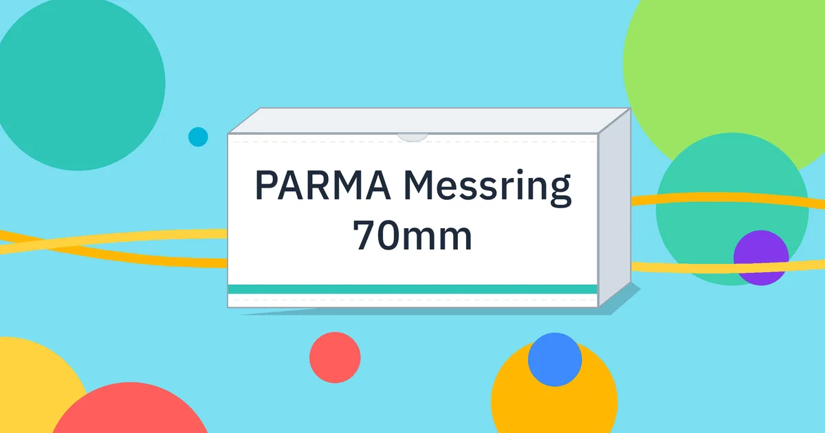 Symbolbild: Packung mit der Aufschrift PARMA Messring 70mm (PZN 01734804) – Verfügbarkeit und Bezug in Apotheken in Frankfurt am Main