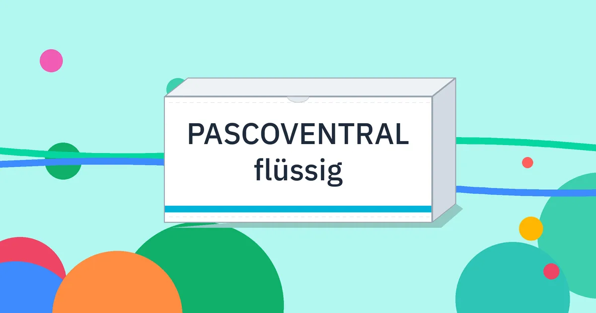 Symbolbild: Packung mit der Aufschrift PASCOVENTRAL flüssig (PZN 04008470) – Verfügbarkeit und Bezug in Apotheken in Frankfurt am Main
