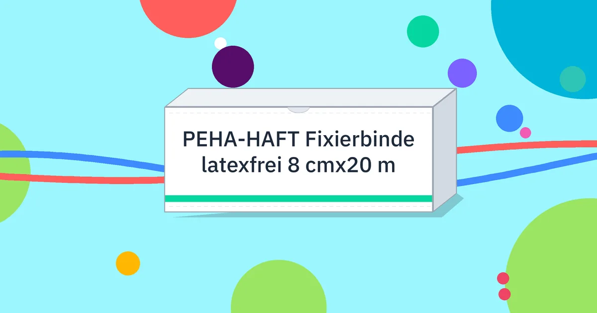 Symbolbild: Packung mit der Aufschrift PEHA-HAFT Fixierbinde latexfrei 8 cmx20 m (PZN 13421737) – Verfügbarkeit und Bezug in Apotheken in Frankfurt am Main