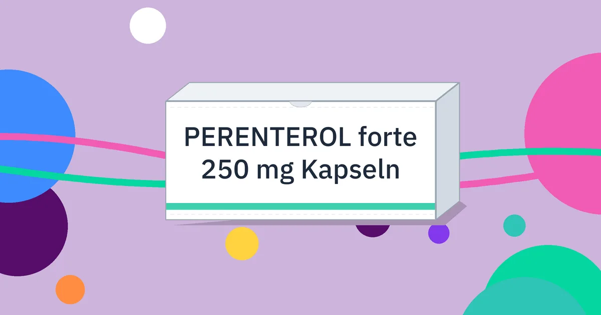 Symbolbild: Packung mit der Aufschrift PERENTEROL forte 250 mg Kapseln (PZN 04796869) – Verfügbarkeit und Bezug in Apotheken in Frankfurt am Main