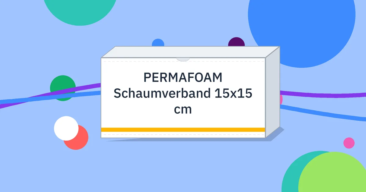 Symbolbild: Packung mit der Aufschrift PERMAFOAM Schaumverband 15x15 cm (PZN 05529679) – Verfügbarkeit und Bezug in Apotheken in Frankfurt am Main