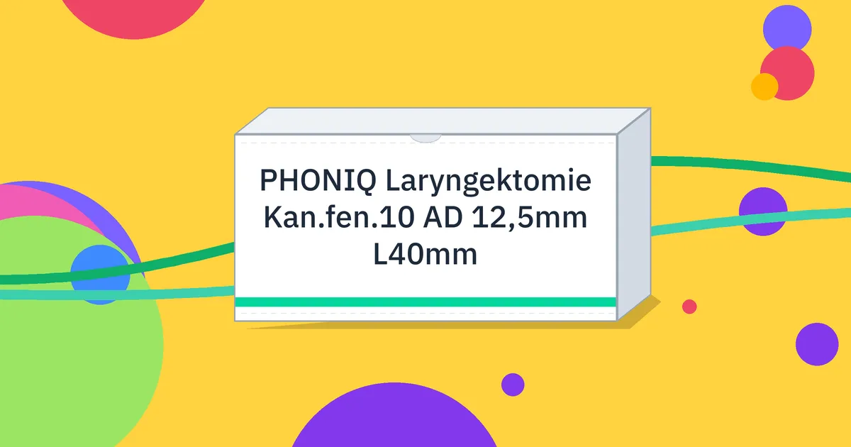 Symbolbild: Packung mit der Aufschrift PHONIQ Laryngektomie Kan.fen.10 AD 12,5mm L40mm (PZN 17381911) – Verfügbarkeit und Bezug in Apotheken in Frankfurt am Main