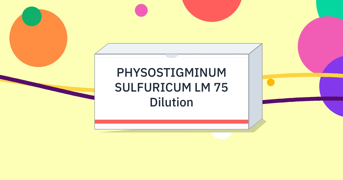 Symbolbild: Packung mit der Aufschrift PHYSOSTIGMINUM SULFURICUM LM 75 Dilution (PZN 13640474) – Verfügbarkeit und Bezug in Apotheken in Frankfurt am Main