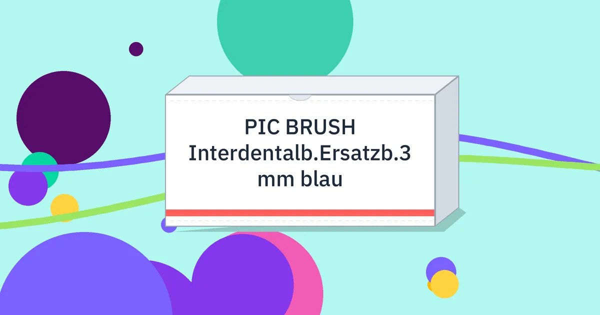 Symbolbild: Packung mit der Aufschrift PIC BRUSH Interdentalb.Ersatzb.3 mm blau (PZN 07391222) – Verfügbarkeit und Bezug in Apotheken in Frankfurt am Main