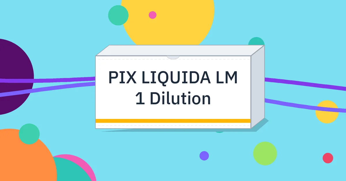 Symbolbild: Packung mit der Aufschrift PIX LIQUIDA LM 1 Dilution (PZN 13646117) – Verfügbarkeit und Bezug in Apotheken in Frankfurt am Main