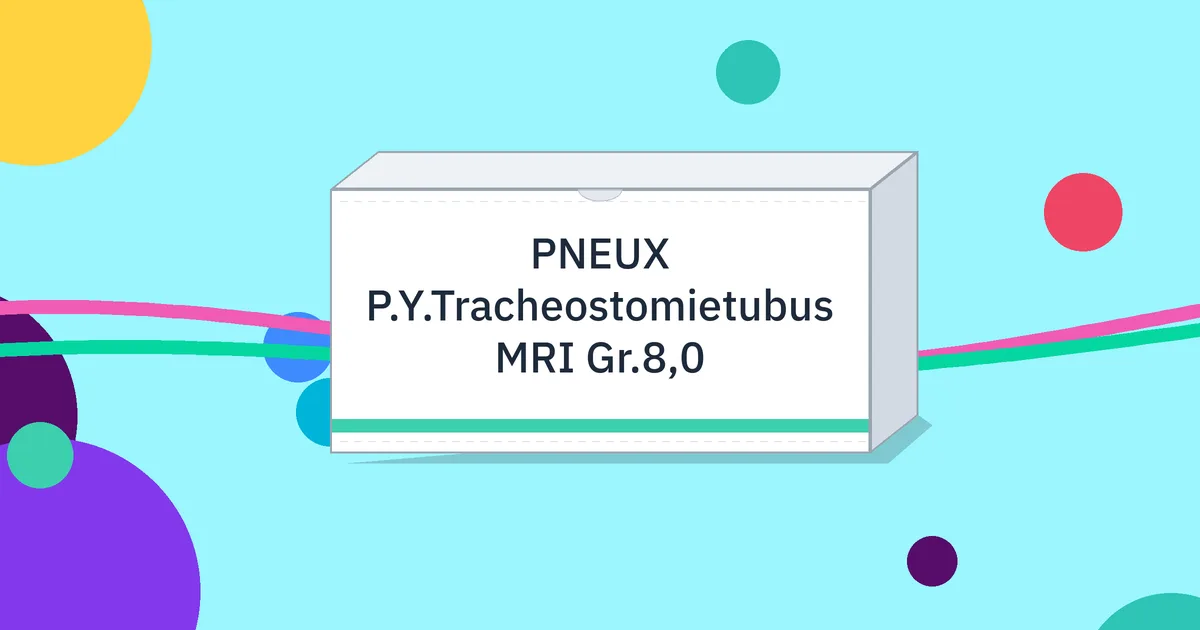 Symbolbild: Packung mit der Aufschrift PNEUX P.Y.Tracheostomietubus MRI Gr.8,0 (PZN 14166023) – Verfügbarkeit und Bezug in Apotheken in Frankfurt am Main