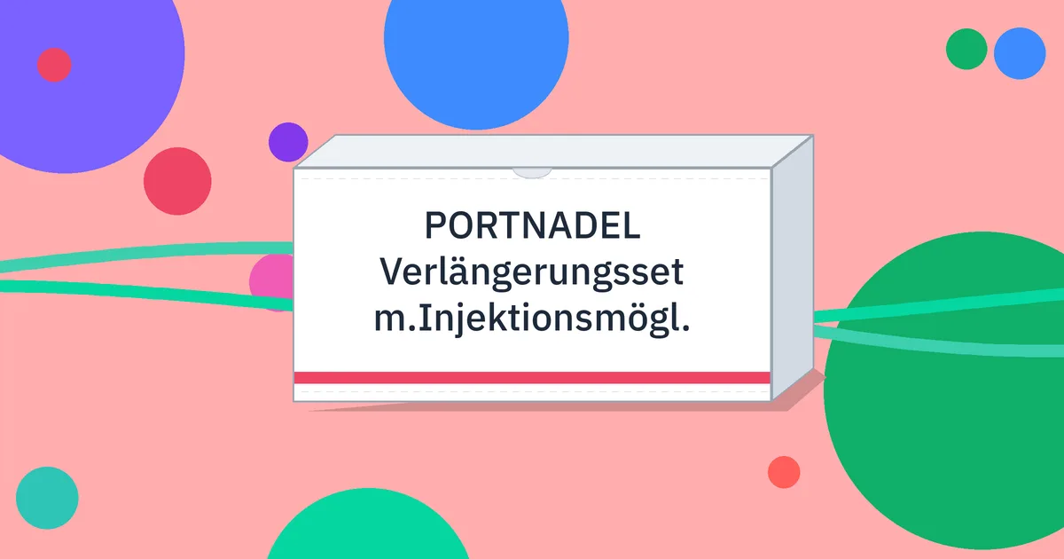 Symbolbild: Packung mit der Aufschrift PORTNADEL Verlängerungsset m.Injektionsmögl. (PZN 02756989) – Verfügbarkeit und Bezug in Apotheken in Frankfurt am Main