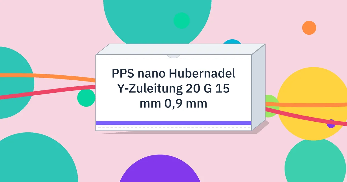 Symbolbild: Packung mit der Aufschrift PPS nano Hubernadel Y-Zuleitung 20 G 15 mm 0,9 mm (PZN 18195300) – Verfügbarkeit und Bezug in Apotheken in Frankfurt am Main