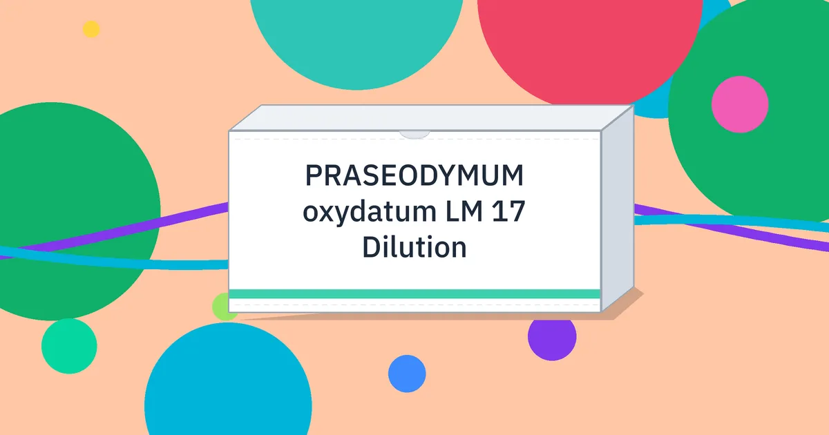 Symbolbild: Packung mit der Aufschrift PRASEODYMUM oxydatum LM 17 Dilution (PZN 13666634) – Verfügbarkeit und Bezug in Apotheken in Frankfurt am Main