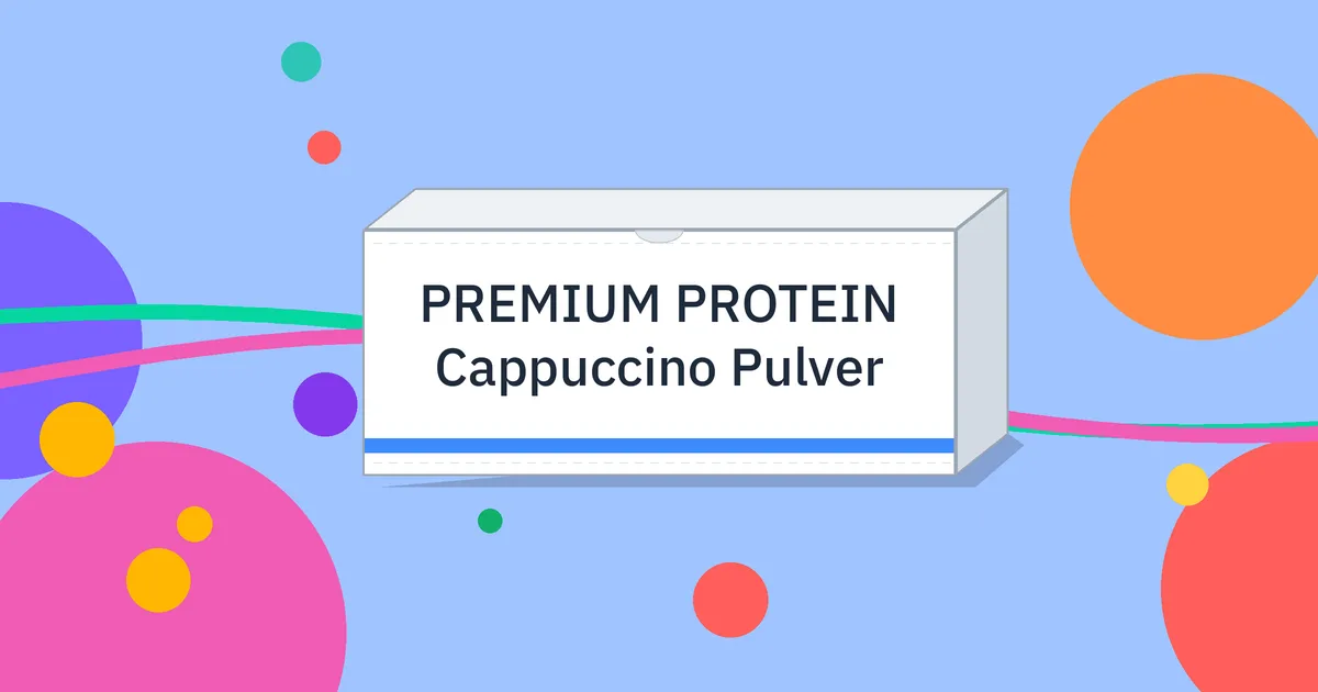 Symbolbild: Packung mit der Aufschrift PREMIUM PROTEIN Cappuccino Pulver (PZN 12458649) – Verfügbarkeit und Bezug in Apotheken in Frankfurt am Main