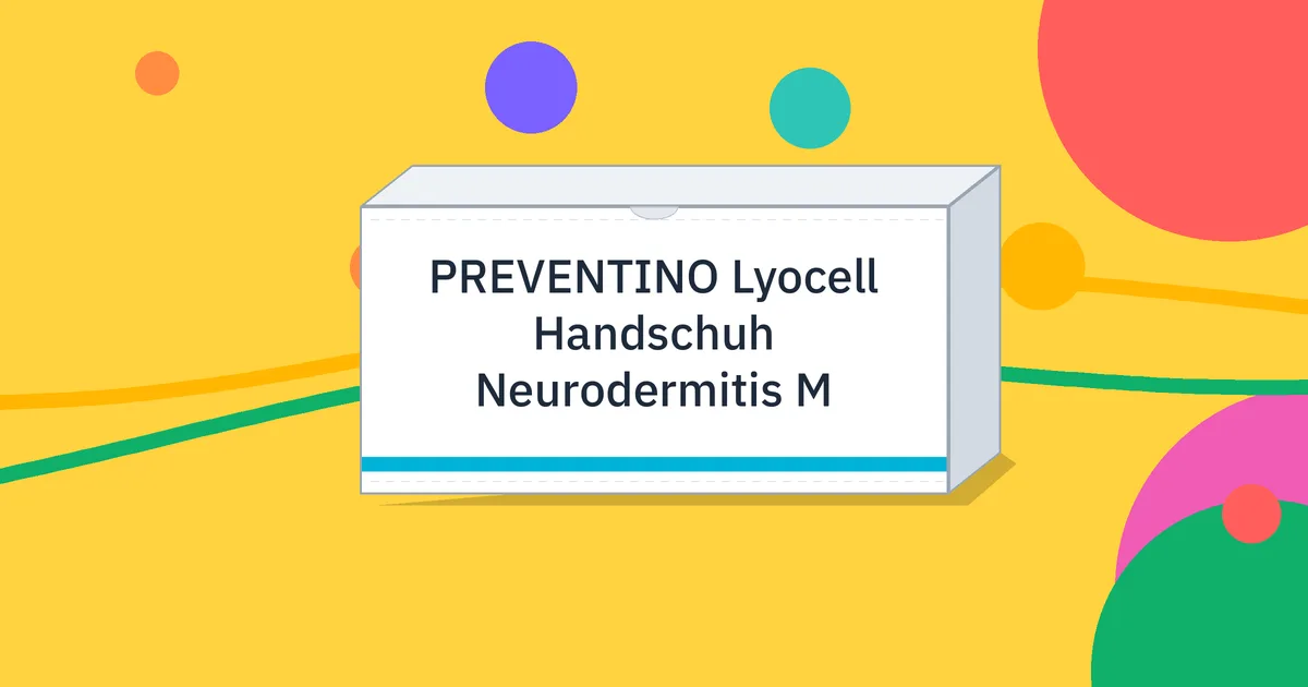 Symbolbild: Packung mit der Aufschrift PREVENTINO Lyocell Handschuh Neurodermitis M (PZN 16895298) – Verfügbarkeit und Bezug in Apotheken in Frankfurt am Main