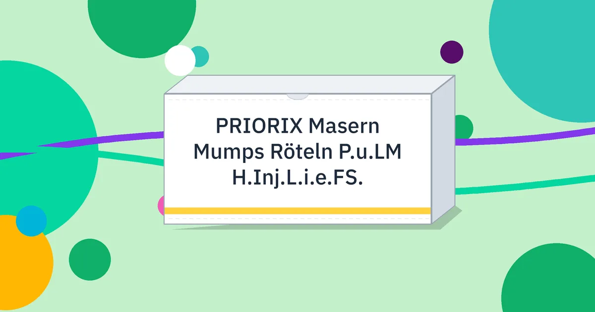Symbolbild: Packung mit der Aufschrift PRIORIX Masern Mumps Röteln P.u.LM H.Inj.L.i.e.FS. (PZN 04649163) – Verfügbarkeit und Bezug in Apotheken in Frankfurt am Main