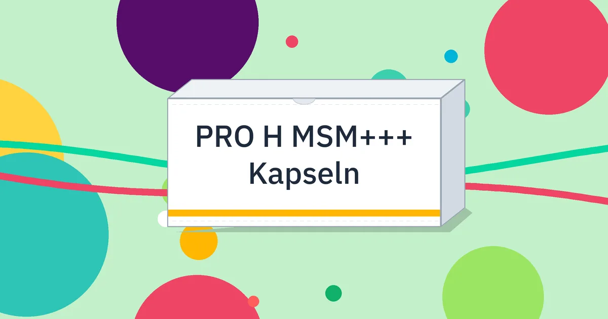 Symbolbild: Packung mit der Aufschrift PRO H MSM+++ Kapseln (PZN 01154432) – Verfügbarkeit und Bezug in Apotheken in Frankfurt am Main