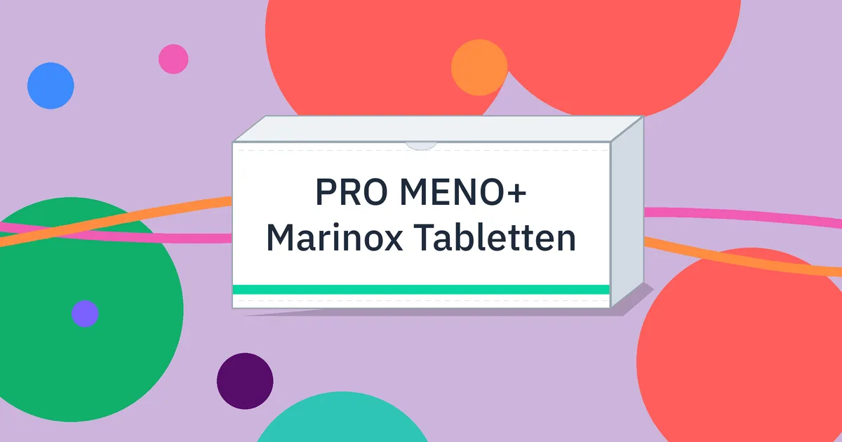 Symbolbild: Packung mit der Aufschrift PRO MENO+ Marinox Tabletten (PZN 10225616) – Verfügbarkeit und Bezug in Apotheken in Frankfurt am Main