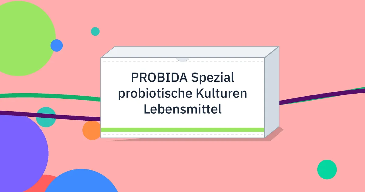 Symbolbild: Packung mit der Aufschrift PROBIDA Spezial probiotische Kulturen Lebensmittel (PZN 11731698) – Verfügbarkeit und Bezug in Apotheken in Frankfurt am Main