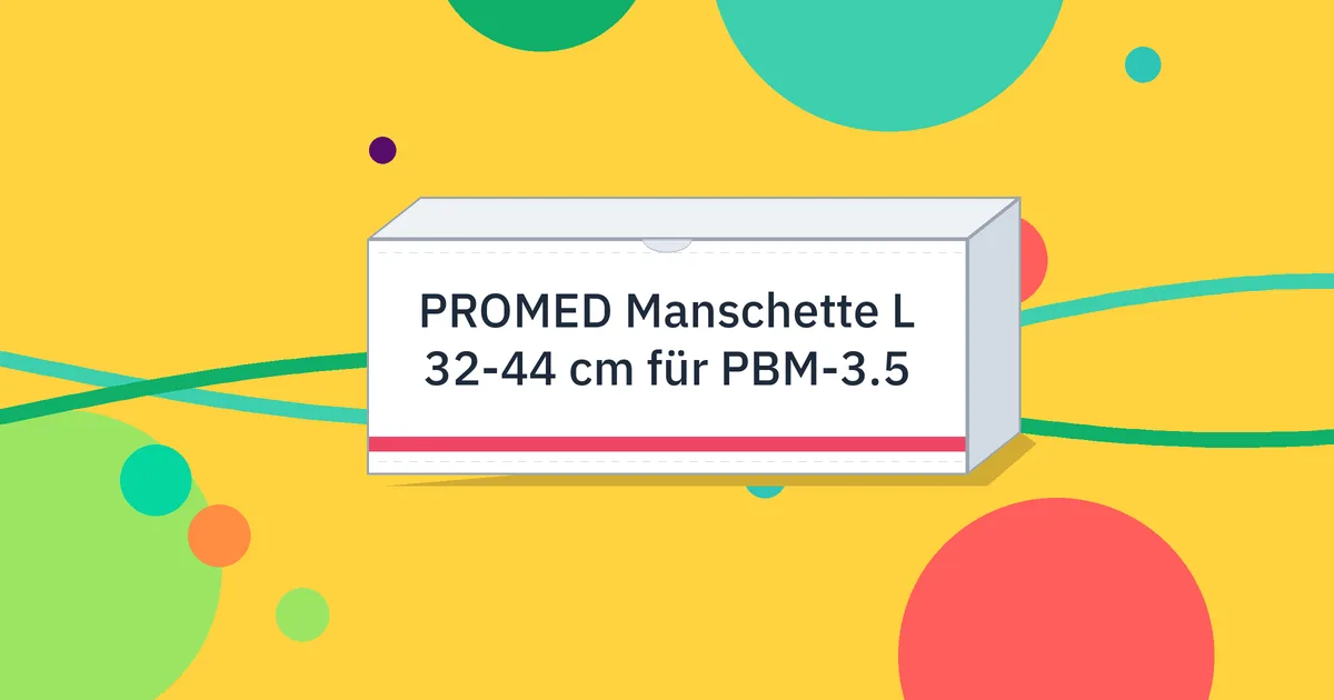 Symbolbild: Packung mit der Aufschrift PROMED Manschette L 32-44 cm für PBM-3.5 (PZN 10730202) – Verfügbarkeit und Bezug in Apotheken in Frankfurt am Main