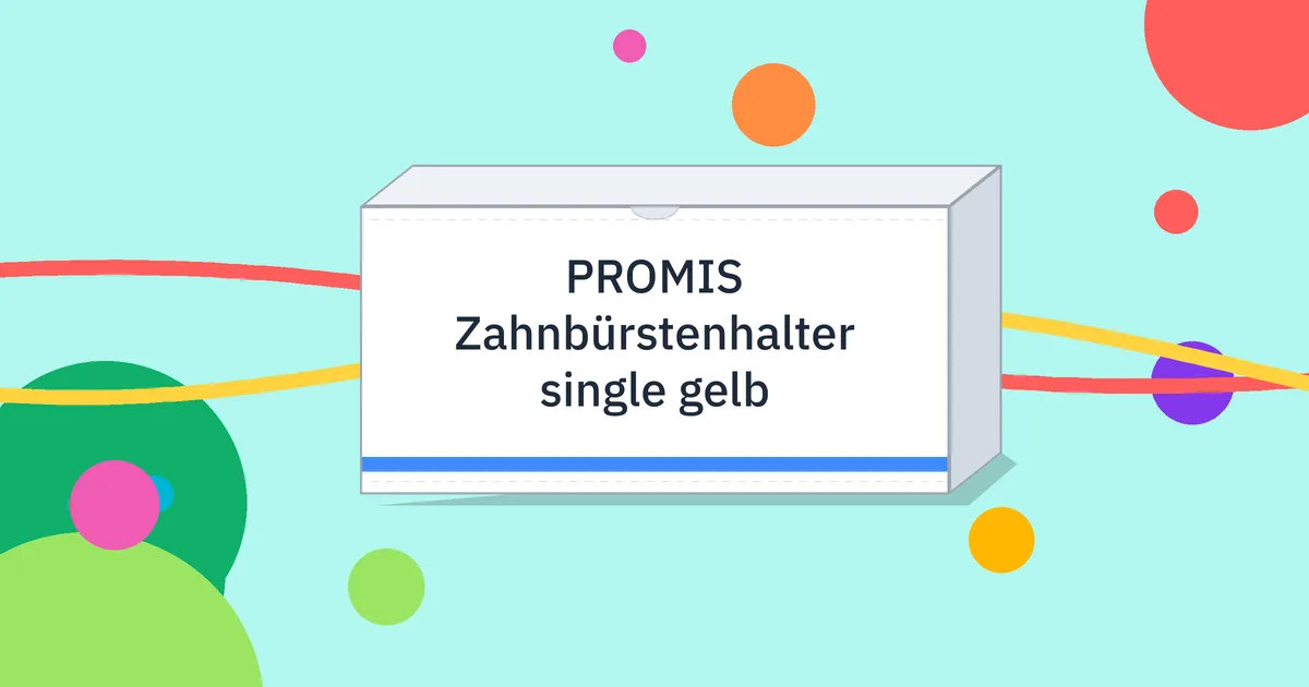 Symbolbild: Packung mit der Aufschrift PROMIS Zahnbürstenhalter single gelb (PZN 17873790) – Verfügbarkeit und Bezug in Apotheken in Frankfurt am Main