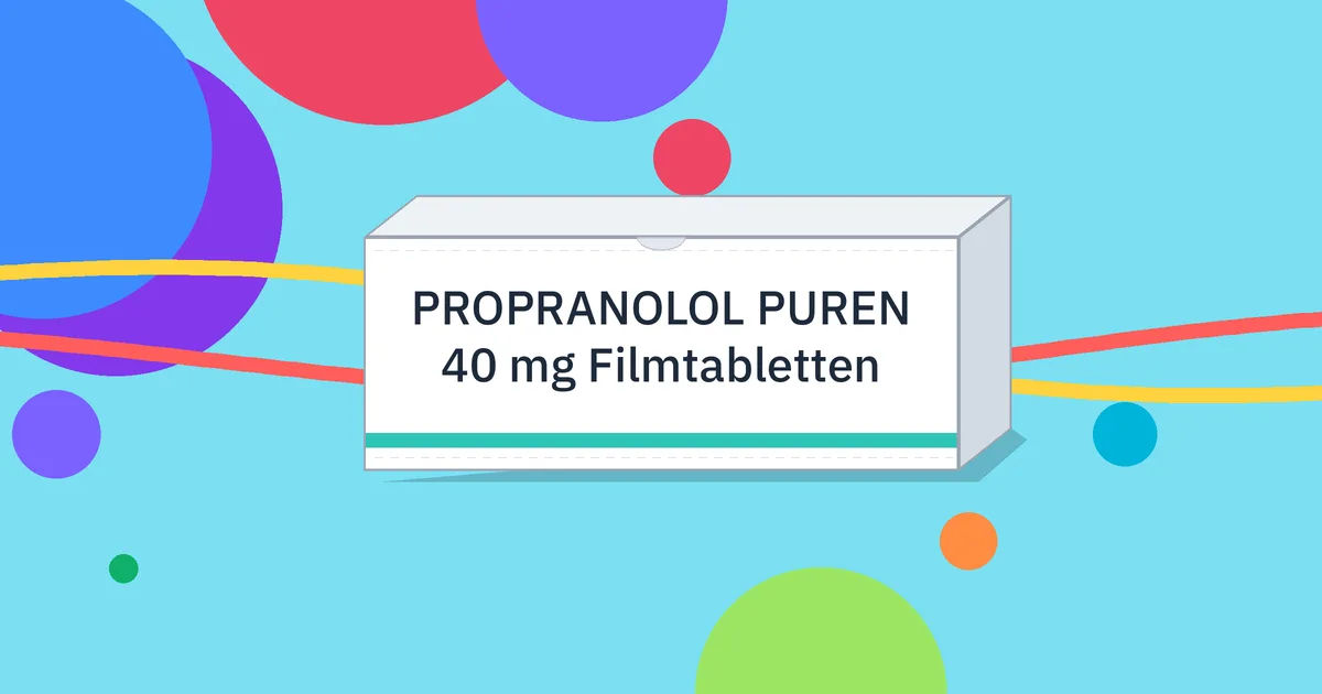 Symbolbild: Packung mit der Aufschrift PROPRANOLOL PUREN 40 mg Filmtabletten (PZN 16146527) – Verfügbarkeit und Bezug in Apotheken in Frankfurt am Main