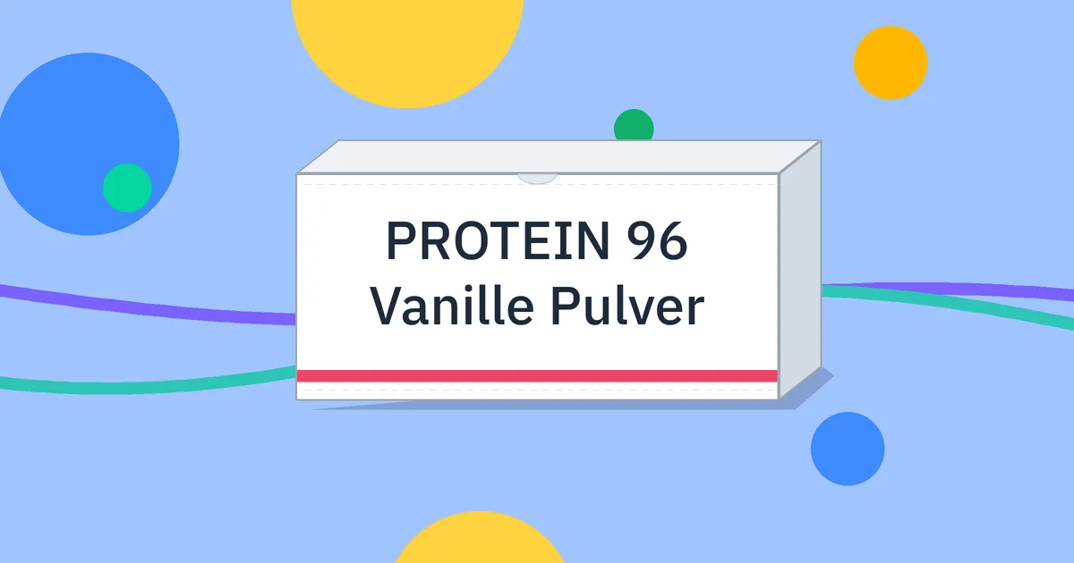 Symbolbild: Packung mit der Aufschrift PROTEIN 96 Vanille Pulver (PZN 10534197) – Verfügbarkeit und Bezug in Apotheken in Frankfurt am Main