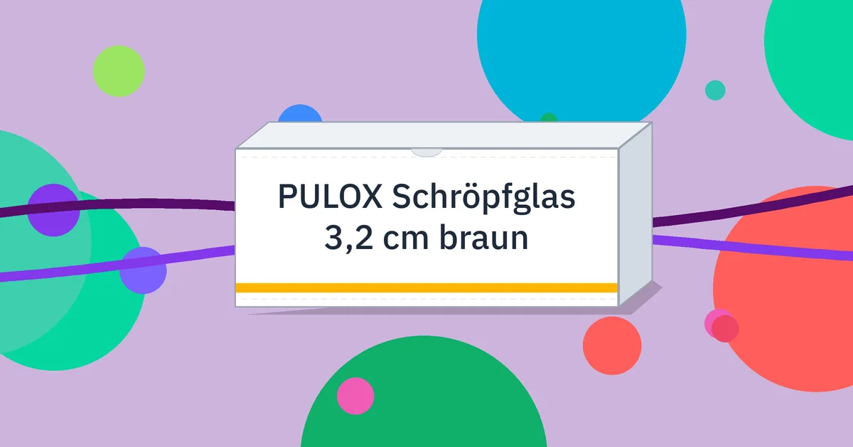 Symbolbild: Packung mit der Aufschrift PULOX Schröpfglas 3,2 cm braun (PZN 11675712) – Verfügbarkeit und Bezug in Apotheken in Frankfurt am Main