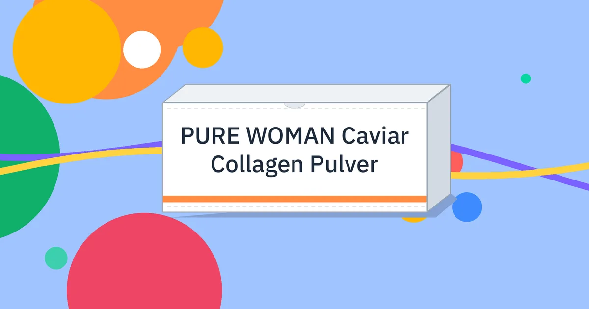 Symbolbild: Packung mit der Aufschrift PURE WOMAN Caviar Collagen Pulver (PZN 06905417) – Verfügbarkeit und Bezug in Apotheken in Frankfurt am Main