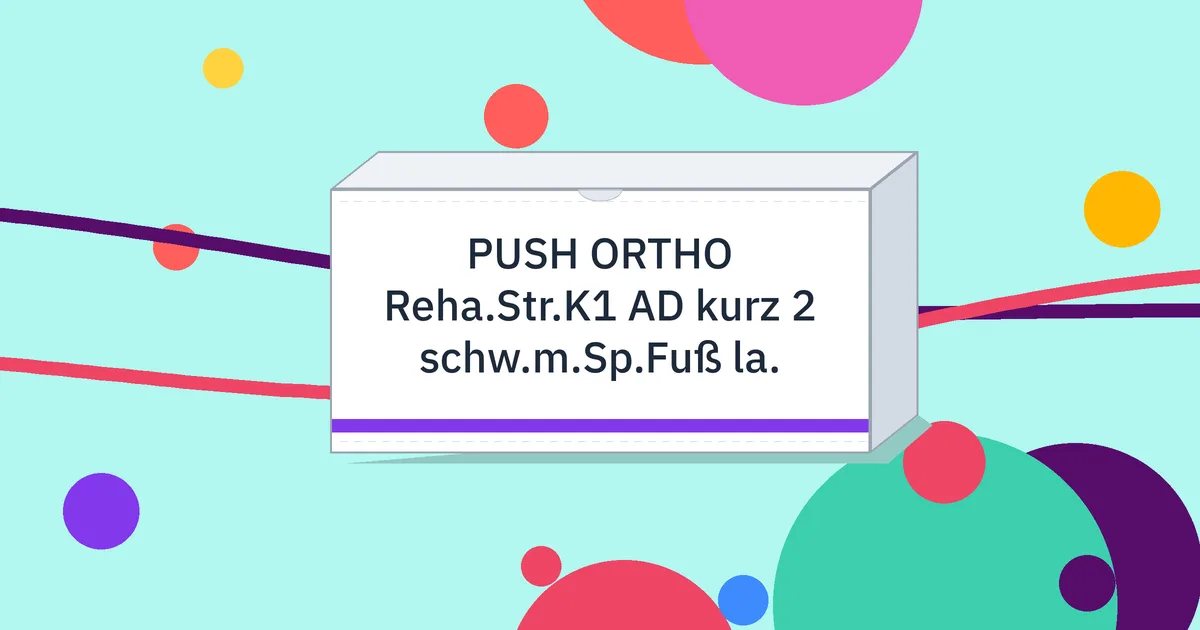 Symbolbild: Packung mit der Aufschrift PUSH ORTHO Reha.Str.K1 AD kurz 2 schw.m.Sp.Fuß la. (PZN 19157299) – Verfügbarkeit und Bezug in Apotheken in Frankfurt am Main
