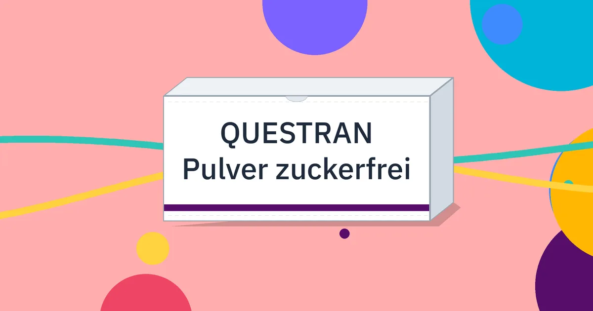Symbolbild: Packung mit der Aufschrift QUESTRAN Pulver zuckerfrei (PZN 00869146) – Verfügbarkeit und Bezug in Apotheken in Frankfurt am Main